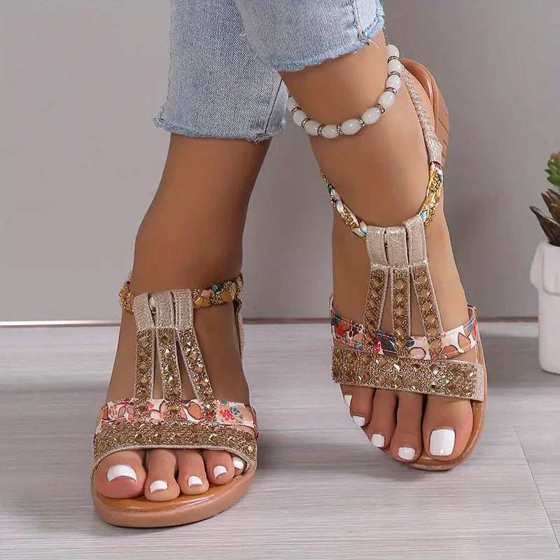 Inka™ - Boho Glam Strass geflochtene Keilsandalen [Letzter Tag Raabtt ...